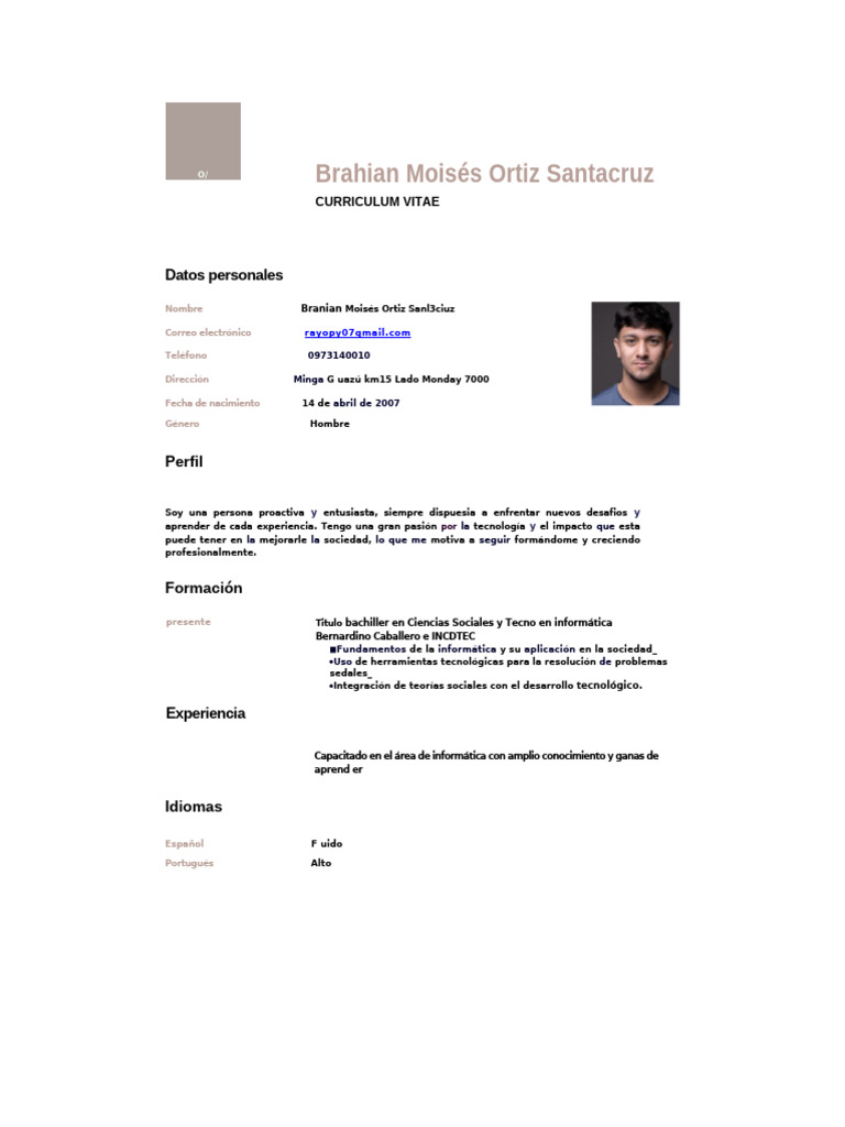 CV Brahian Ortiz | PDF