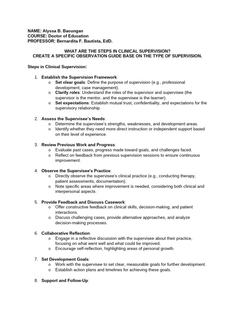 Clinical Supervision Activity | PDF | Mentorship | Cognition