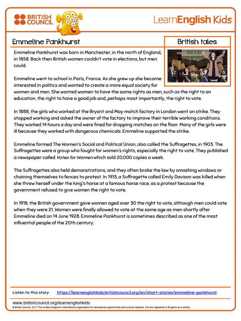 Short Stories British Tales Emmeline Pankhurst Transcript | PDF