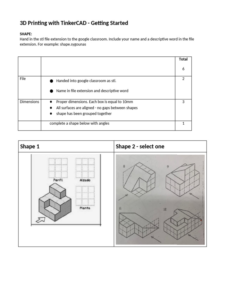 3D Printing With TinkerCAD - Shape #1 & #2 - Original | PDF | Shape