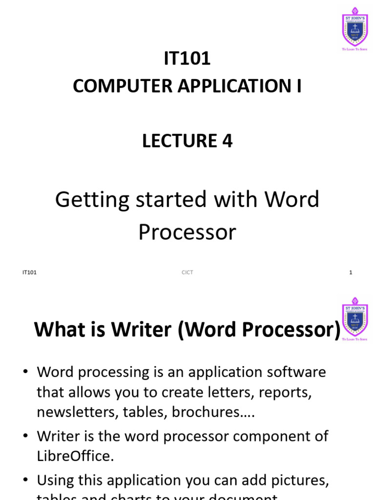 IT101 Lecture 04 Word Processor | PDF | Microsoft Word | Window (Computing)