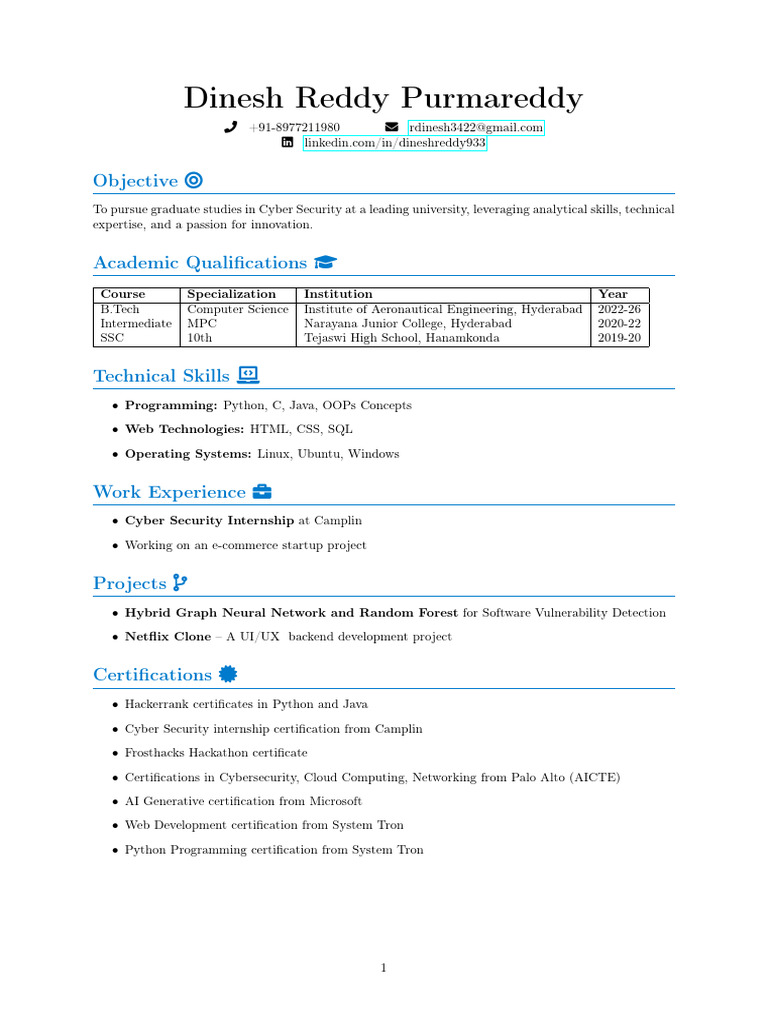 Dinesh Resume Latx | PDF