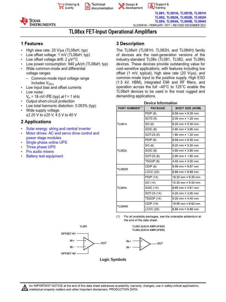 TL 081 | PDF | Electrostatic Discharge | Electrical Components