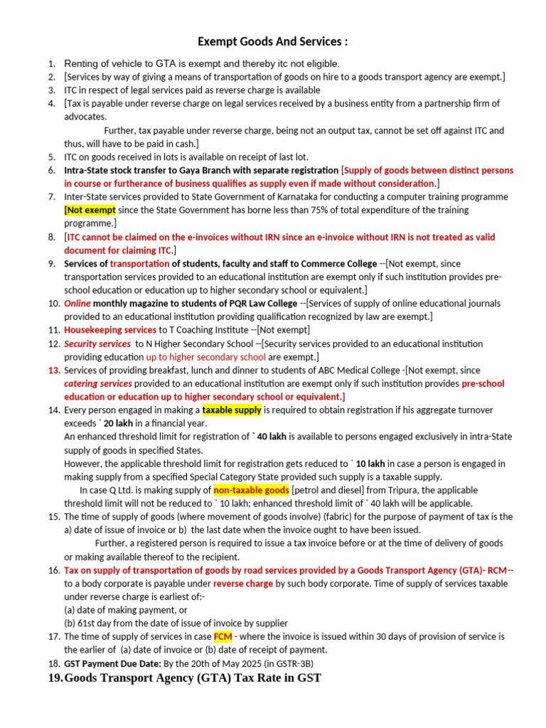 Exempt Goods and Services | PDF | Taxes | Invoice