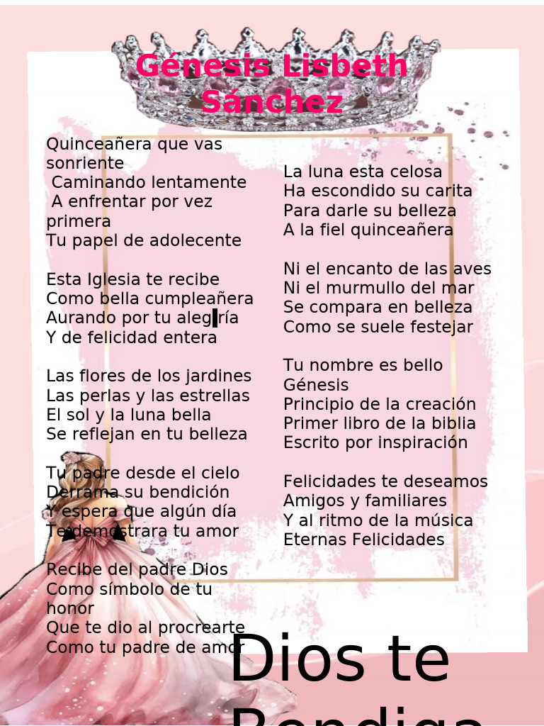 Celebración de Quinceañera: Génesis Lisbeth | PDF