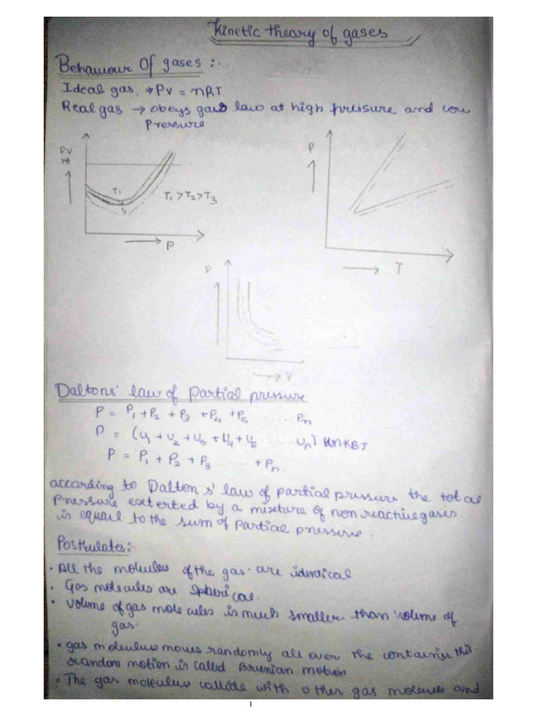 Kinetic Theory of Gases Notes | PDF
