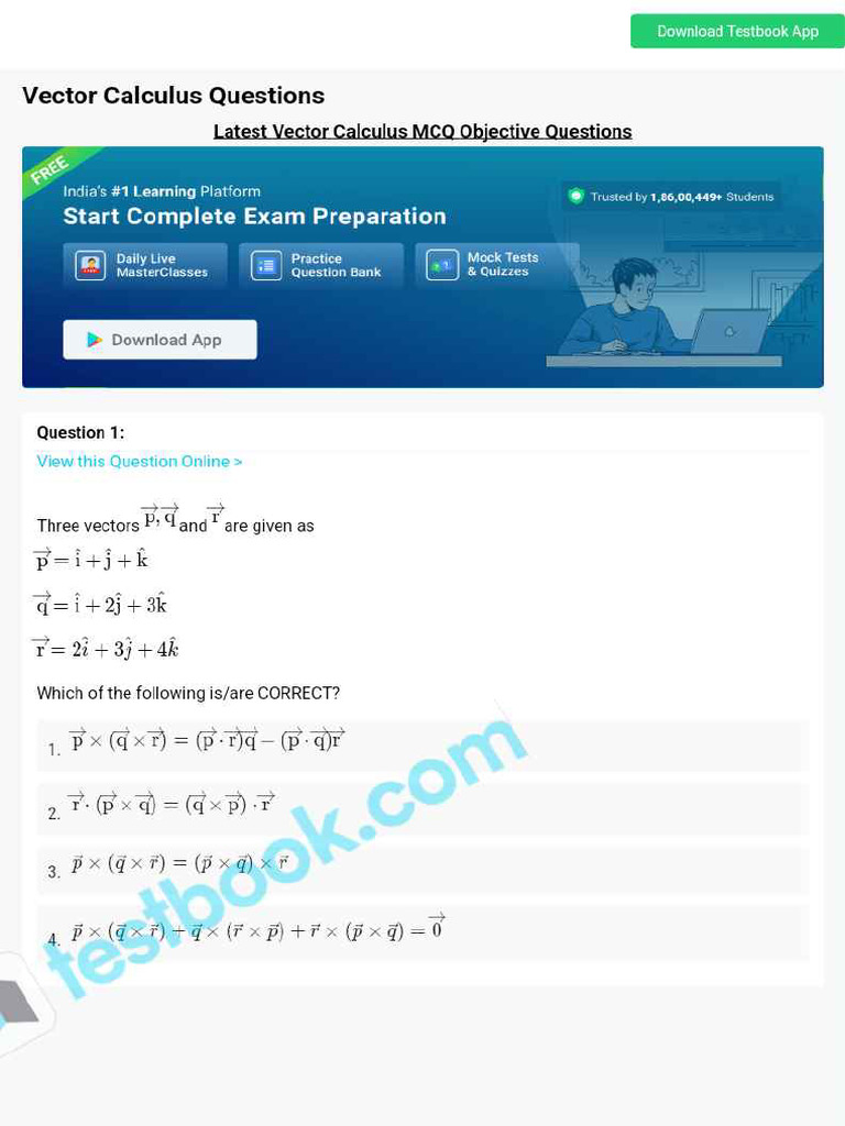 mcq-on-vector-calculus--5eea6a0b39140f30f369dd48 | PDF