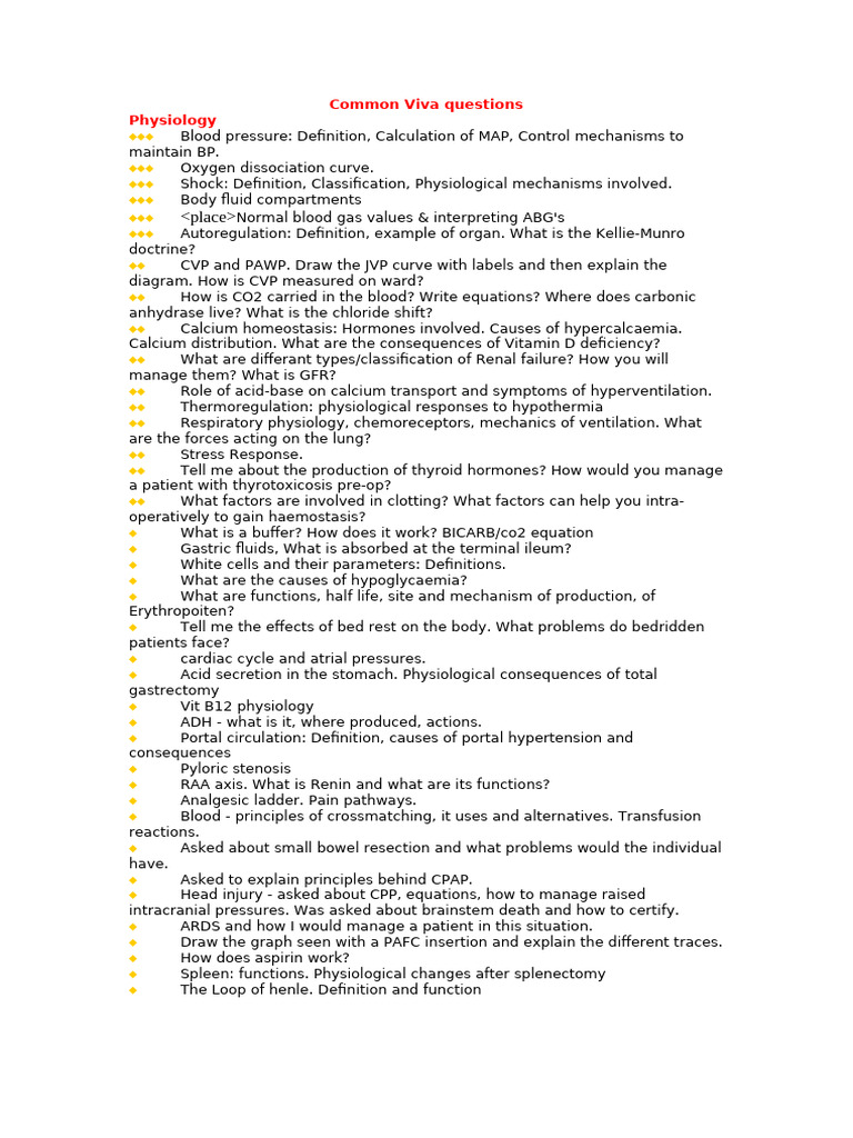 COMMON VIVA QUESTIONS | PDF | Peritoneum | Hip