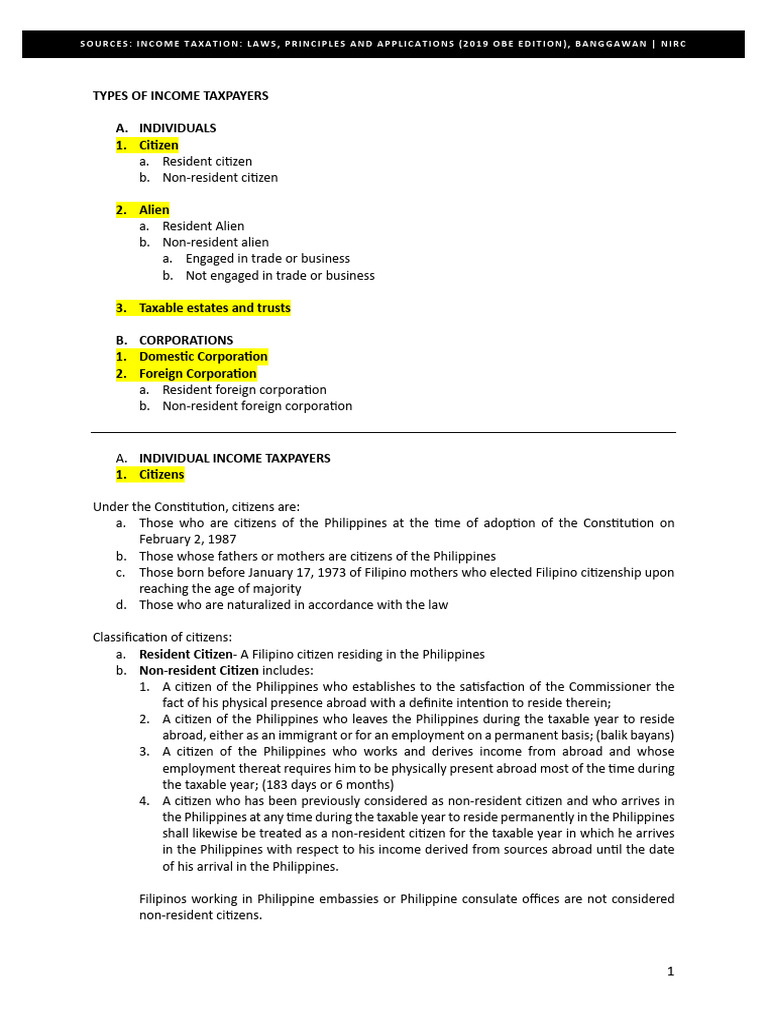 Types of Income Taxpayers Explained | PDF | Capital Gains Tax | Taxes
