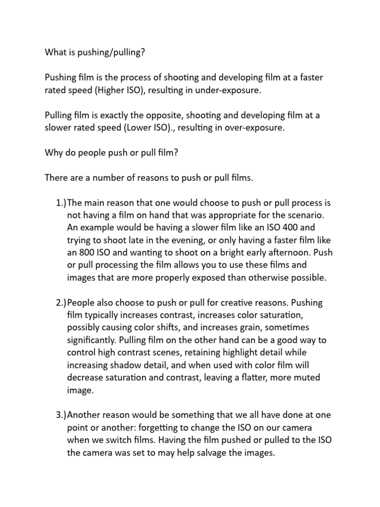 Pushing - Pulling Film Handout | PDF