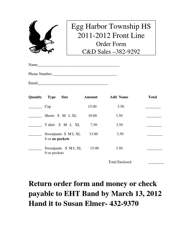 EHT Band 2011-2012 Order Form | PDF | Career & Growth