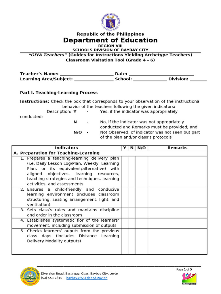 GIYA Classroom Tool for Grades 4-6 | PDF | Learning | Education Theory
