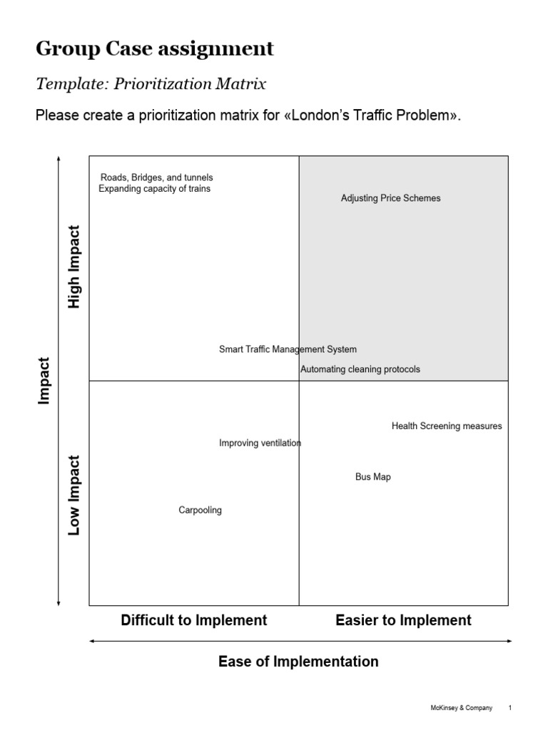 Mckinsey Forward Program Group assignment Prioritization Matrix | PDF