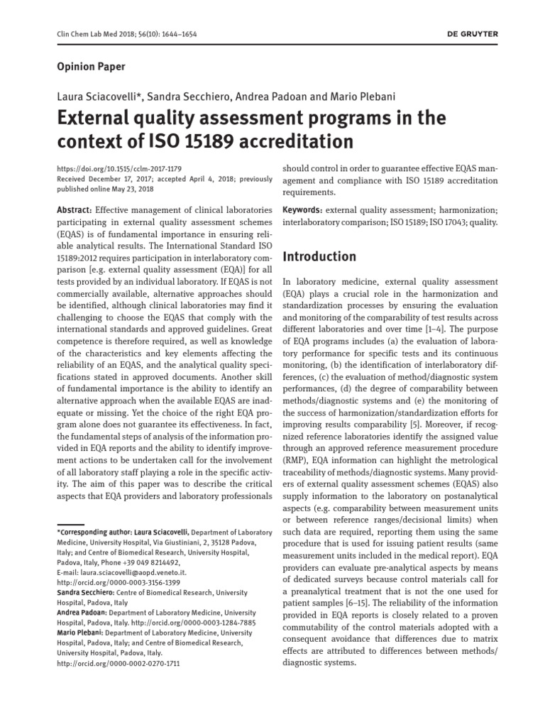 EQA Management for ISO 15189 Compliance | PDF | Quality Assurance ...