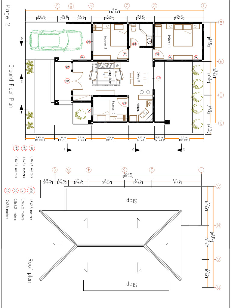 02 Ground Floor, Roof Plan, Door and Window | PDF
