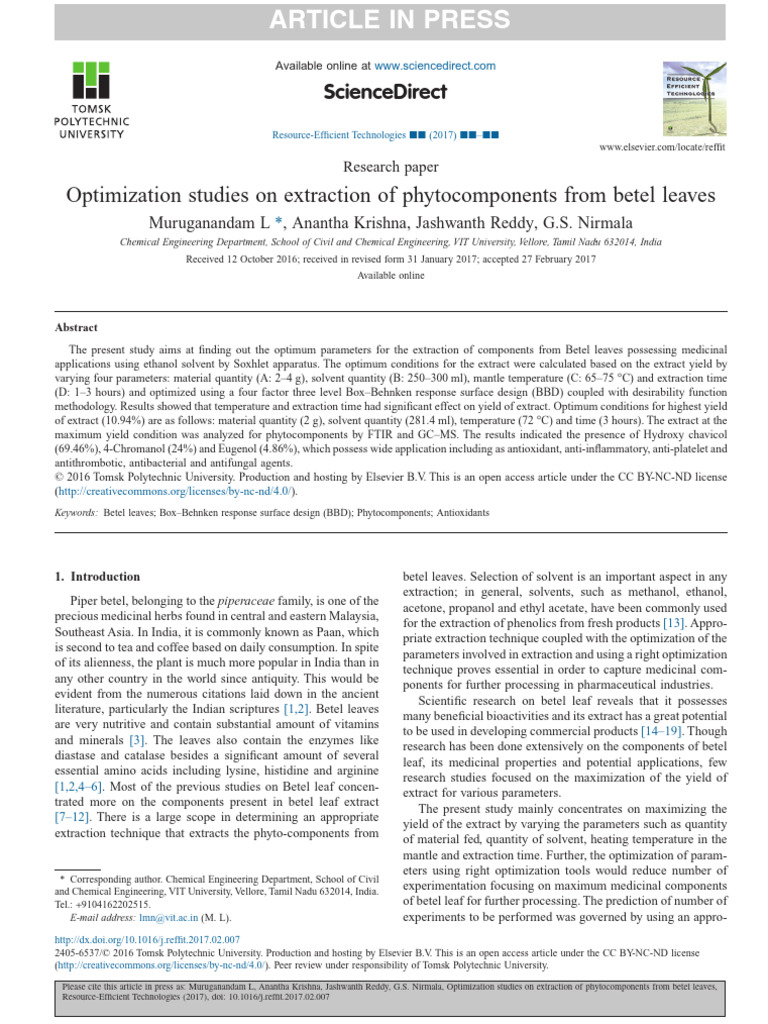 l2017. TRầu không | PDF | Gas Chromatography | Mass Spectrometry