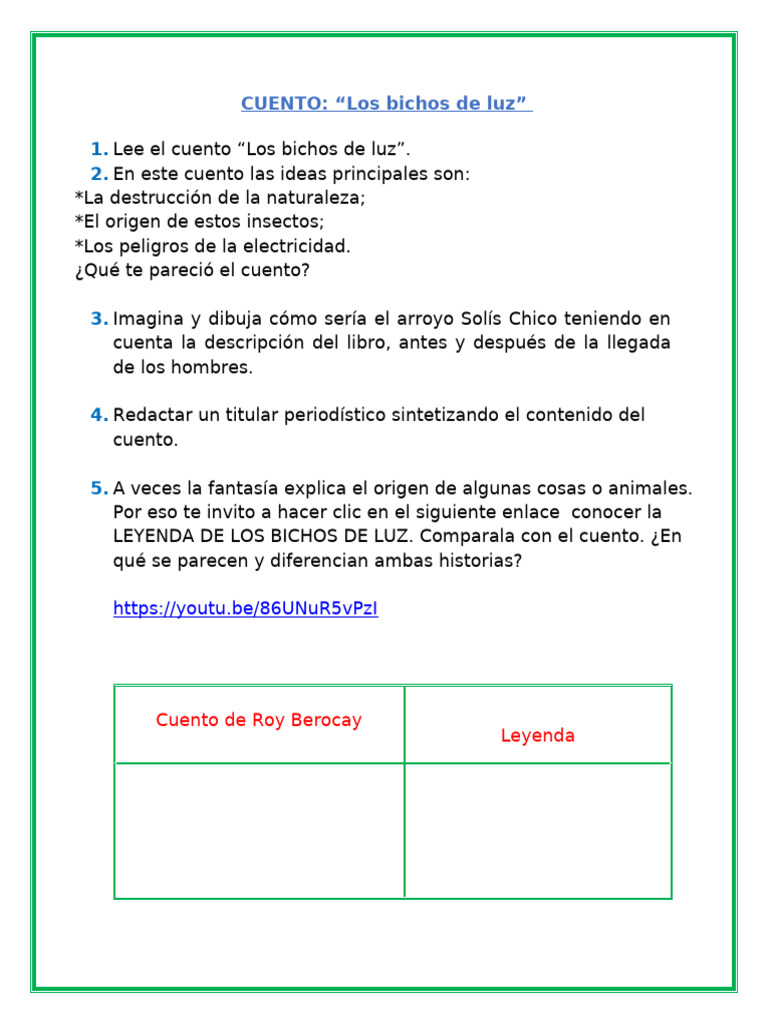 CUENTO Los Bichos de Luz | PDF