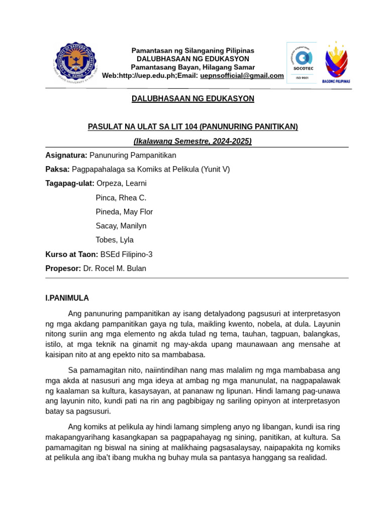 Written Report (Yunit 5) | PDF