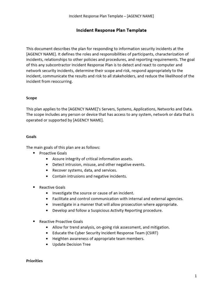 Incident Response Plan Template | PDF | Security | Computer Security