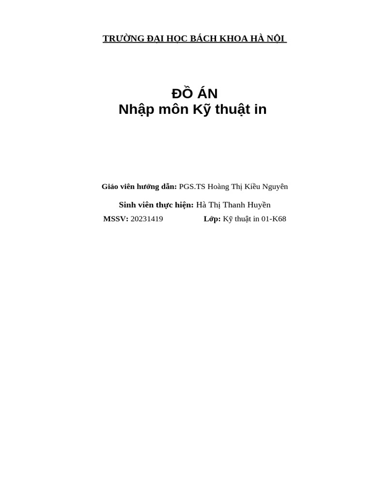 đồ án nhập môn k68 | PDF