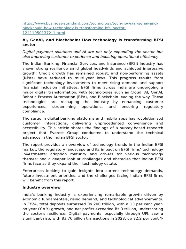 How technology is transforming BFSI sector | PDF | Security | Computer Security