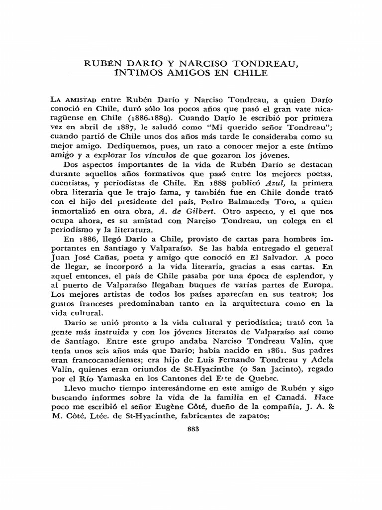 Ruben Dario y Narciso Tondreau Intimos Amigos en Chile | PDF | Poesía ...
