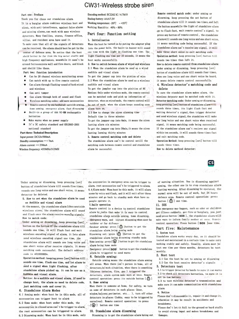 CW31-Wireless Strobe Siren1 | PDF