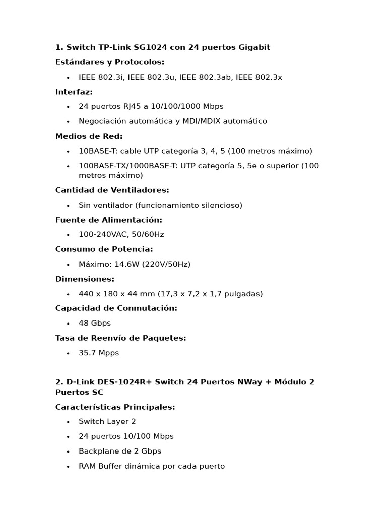 Las Características de Los Elementos de Red | PDF | Estándares de red | Protocolos de capa física