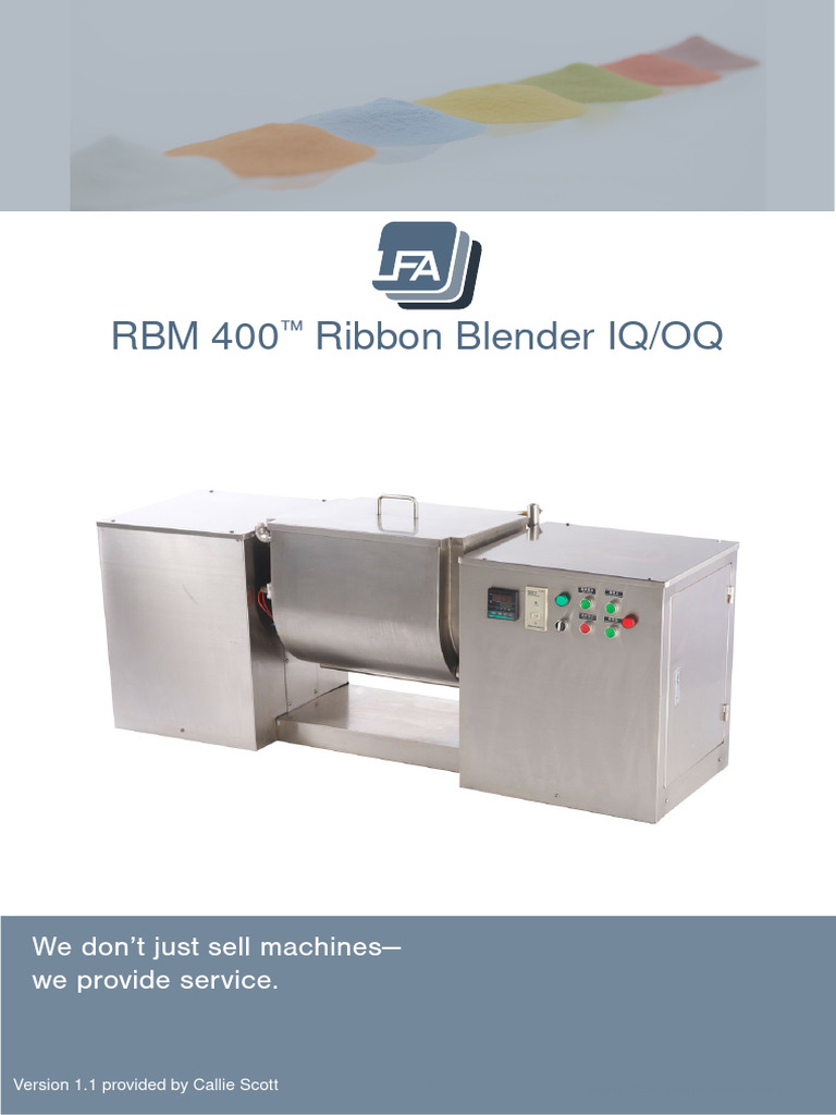 Installation Qualification Ribbon Blender | PDF | Verification And ...