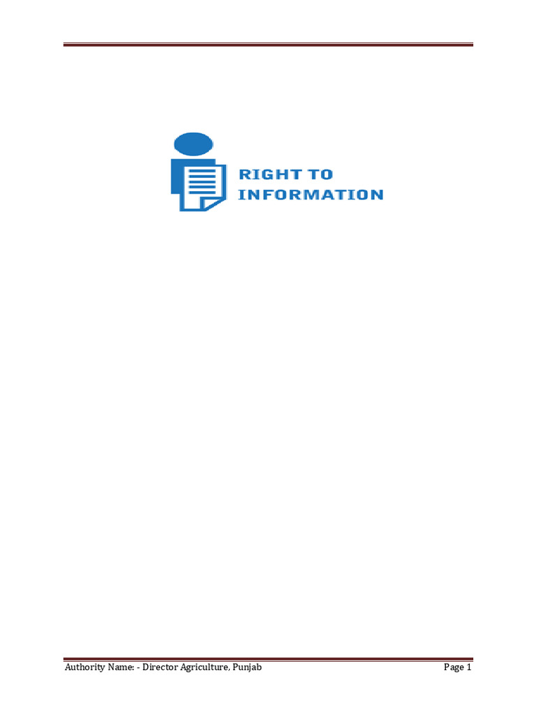 RTI Manual for Director Agriculture Punjab | PDF | Agriculture | Agricultural Science