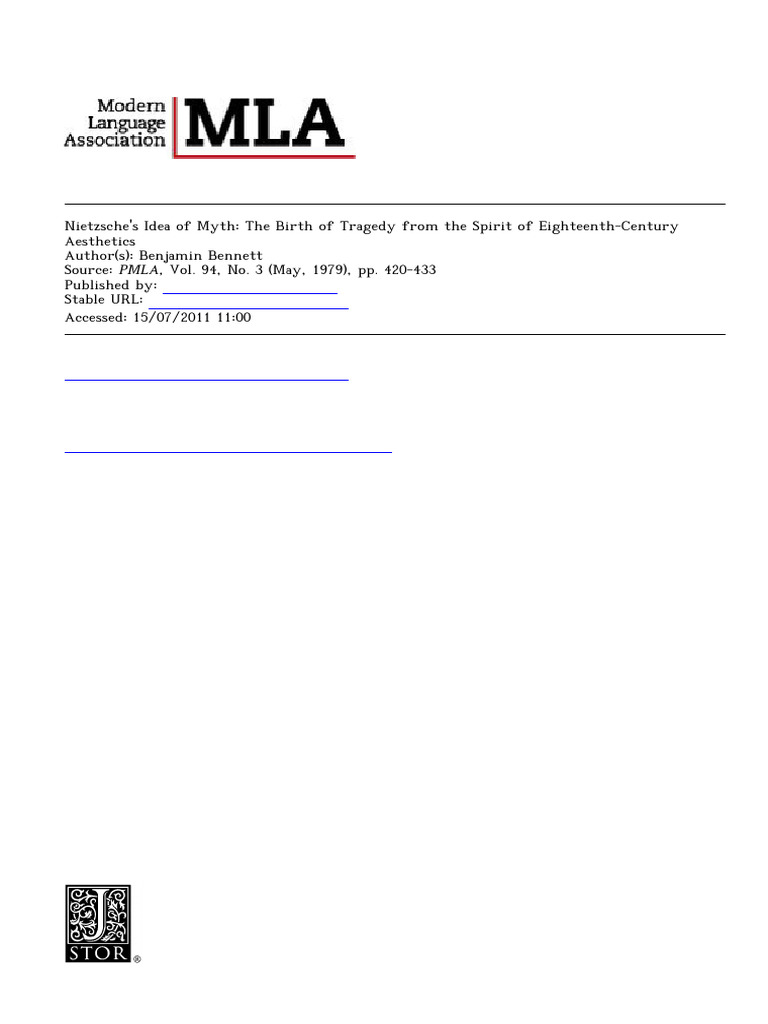 Nietzsche's Idea of Myth | PDF | Friedrich Nietzsche | Truth