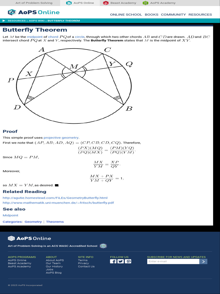 Butterfly Theorem in Geometry | PDF