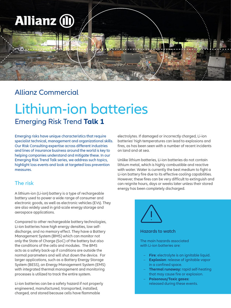 Emerging Risk Lithium Batteries | PDF | Lithium Ion Battery | Electric Vehicle