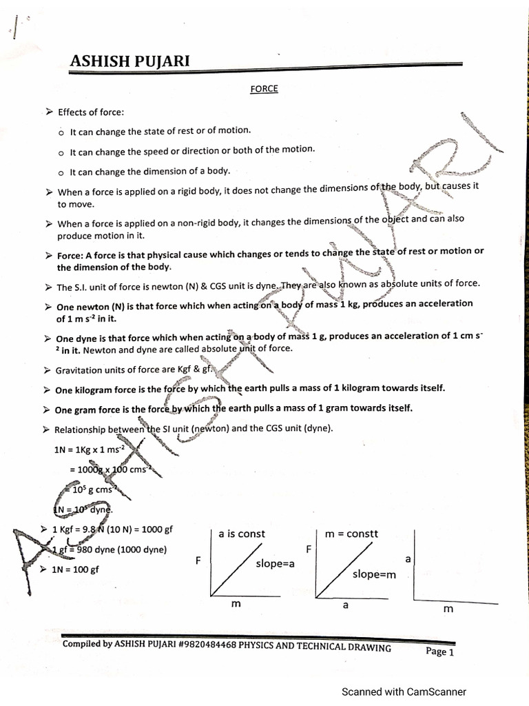 10th STD Force Notes | PDF
