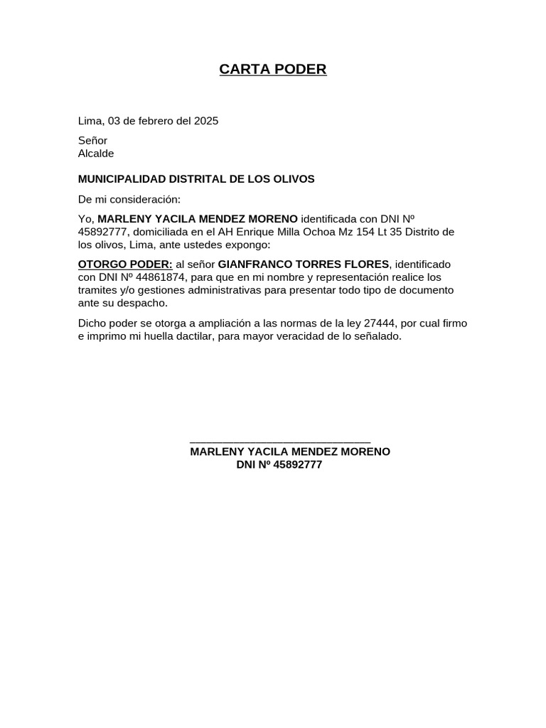 Carta Poder Bryan | PDF