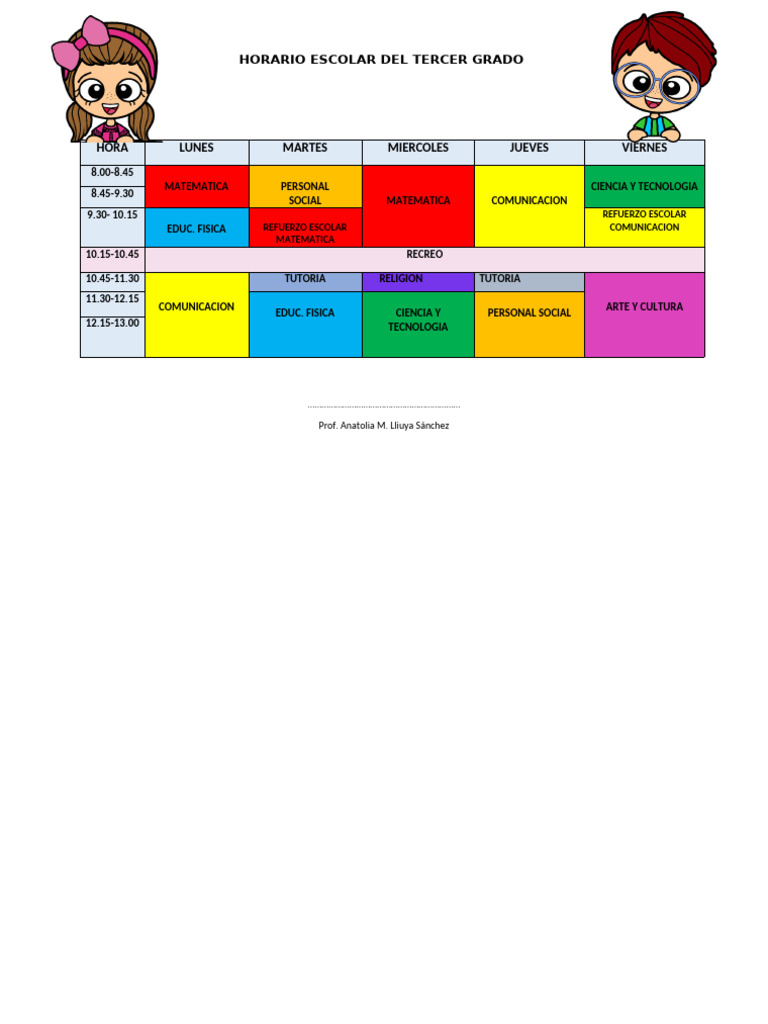 Horario Escolar 3° | PDF