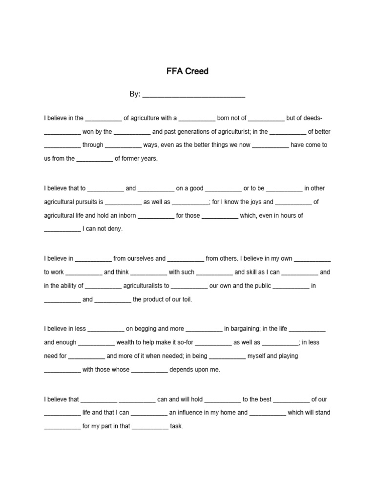 FFA_Creed_All_Paragraphs | PDF | Agricultural Science | Agriculture