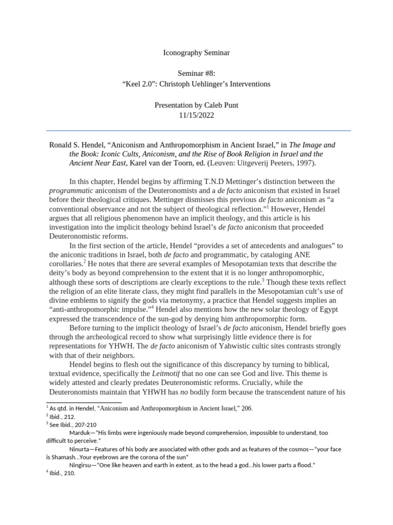Aniconism and Iconography in Ancient Israel | PDF | Yahweh | Deities