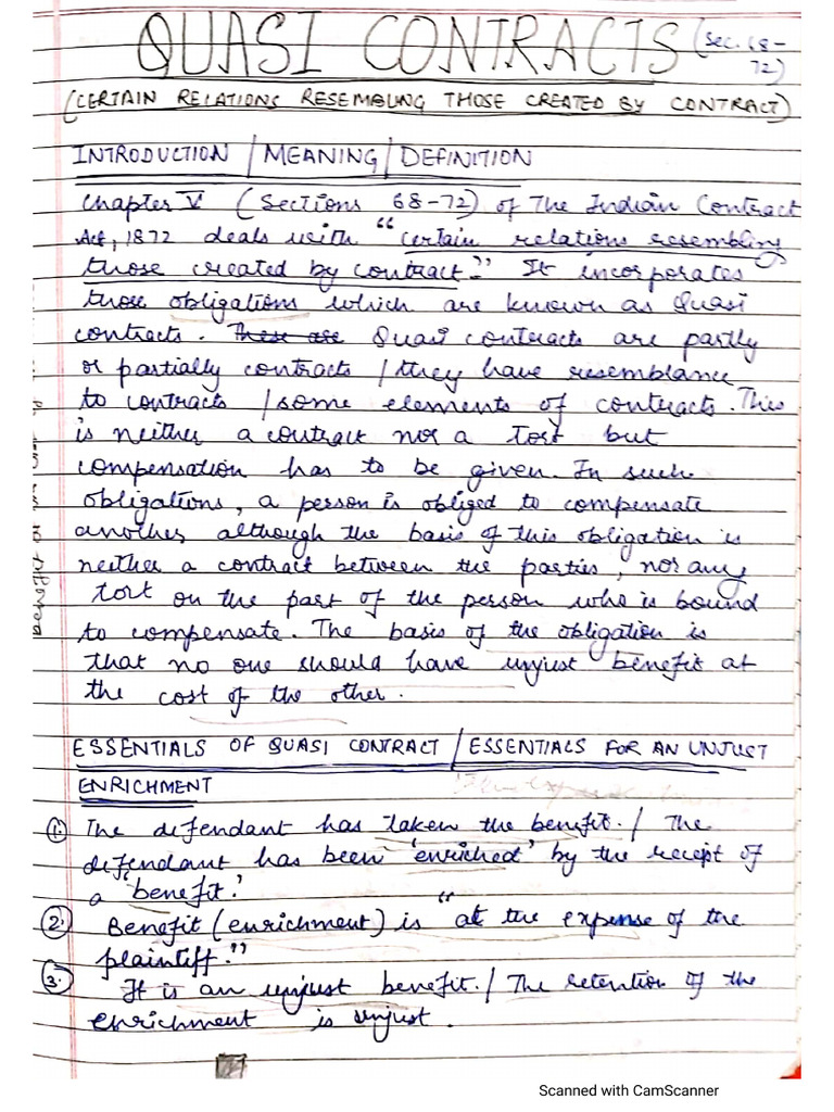 Quasi Contracts | PDF