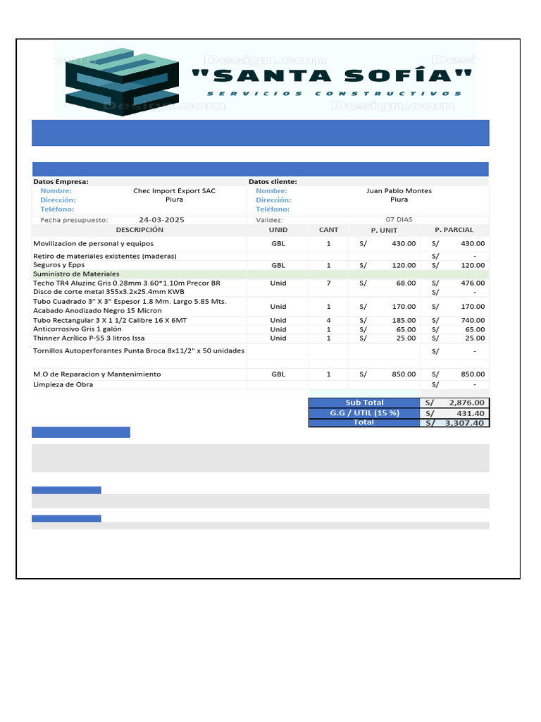 Cot 24-03-2025 Cotizacion Reparacion de TR4 - Chec Import Export | PDF