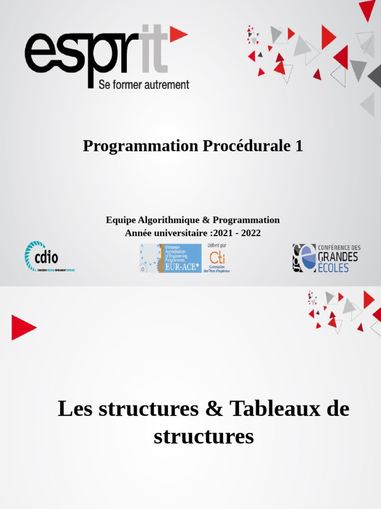 Structures Et Tableaux de Structures | PDF | C (Langage de ...