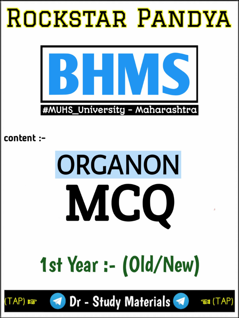 Organon MCQ - 1st BHMS (Old, New) | PDF | Homeopathy | Logic