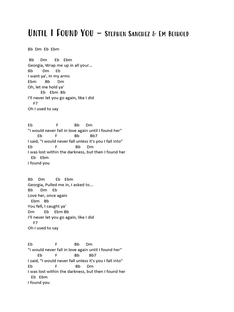Until I Found You Lyrics & Chords | PDF