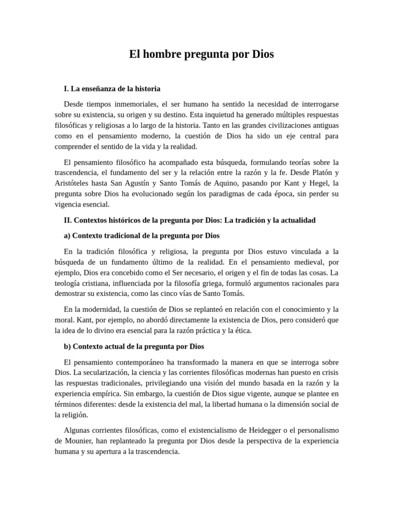 La búsqueda de Dios en la historia humana | PDF | Existencia | Immanuel ...