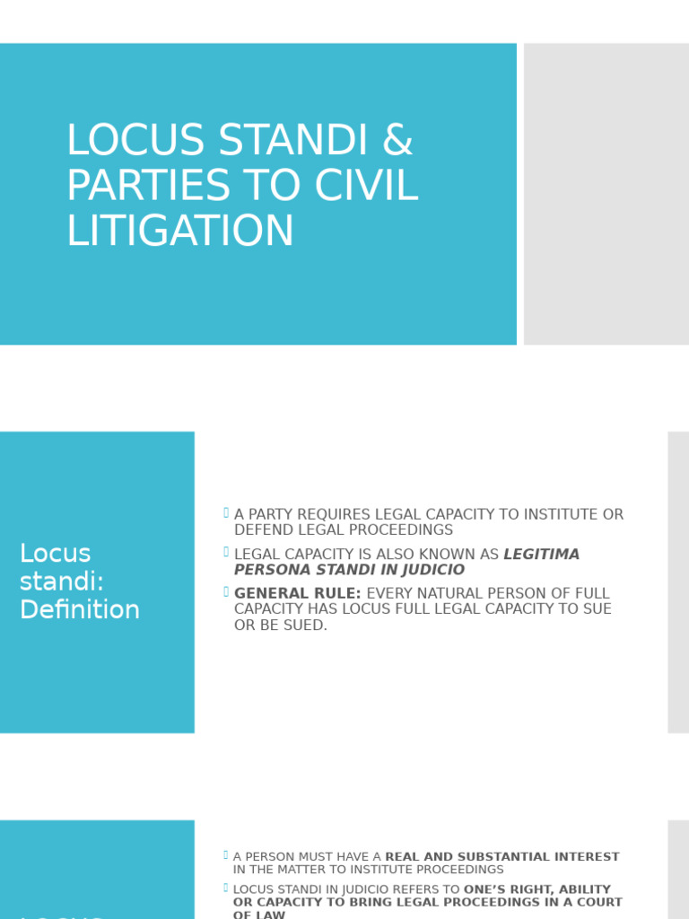 Locus Standi and Parties To Civil Litigation | PDF | Lawsuit | Law Of Agency