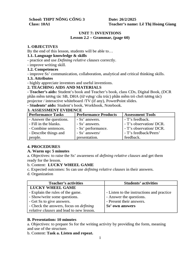 Unit 7 Lesson 2.2: Defining Clauses | PDF | Question | Sentence ...