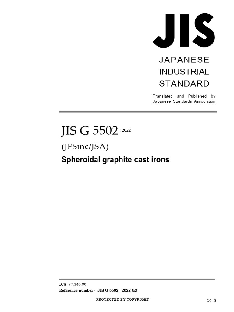 JIS G 5502: Spheroidal Graphite Cast Irons | PDF | International ...