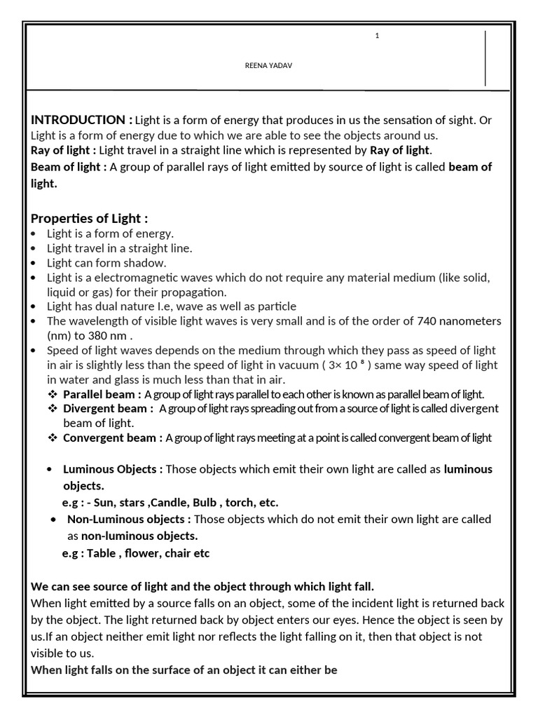 10 Class Reflection Finalll | PDF | Mirror | Reflection (Physics)