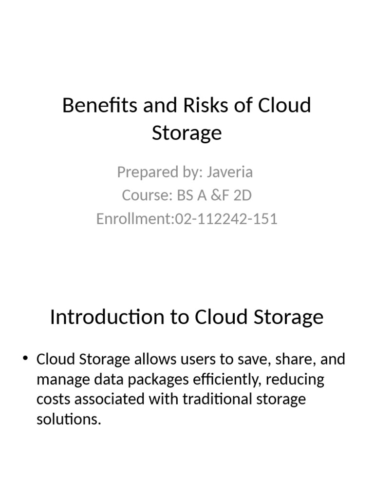 Cloud Storage: Benefits and Risks | PDF