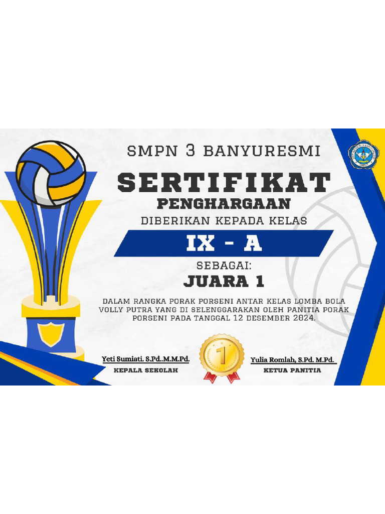 Sertifikat Volly | PDF